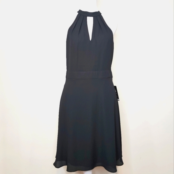 Express | Dresses | Black Cocktail Dress Pleated Halter Open Back High ...